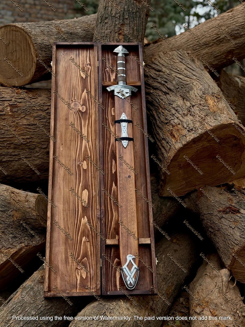 Pair Viking Sword & Wooden Box | Handmade High-quality Damascus Steel ...