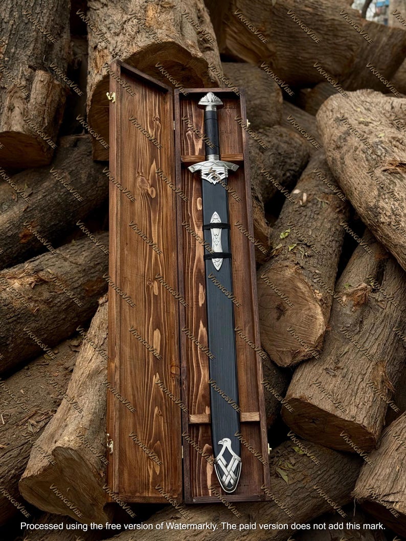 Pair Viking Sword & Wooden Box | Handmade High-quality Damascus Steel ...