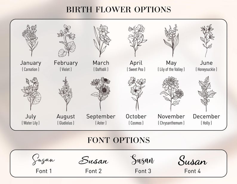 Personalised Birth Flower Jewellery Box, Name Jewellery Organized ...