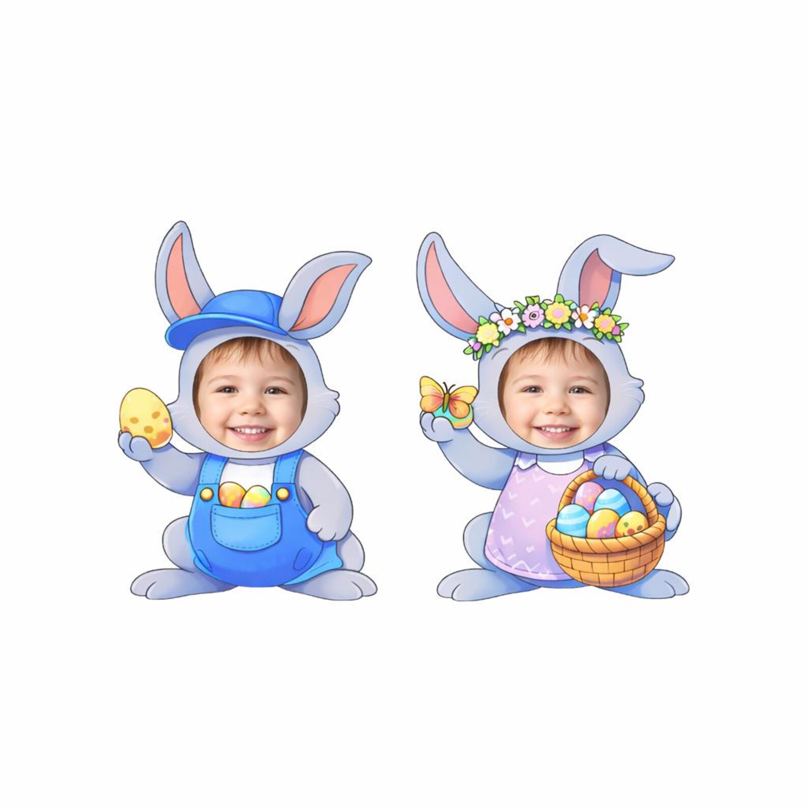 Easter Bunny Face Photo Template (4 Pack) – Kids' Craft, PNG Digital ...