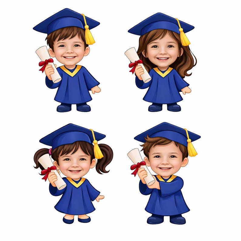 Graduation Kids Clipart Bundle, Photo Placeholder Pngs (digital ...