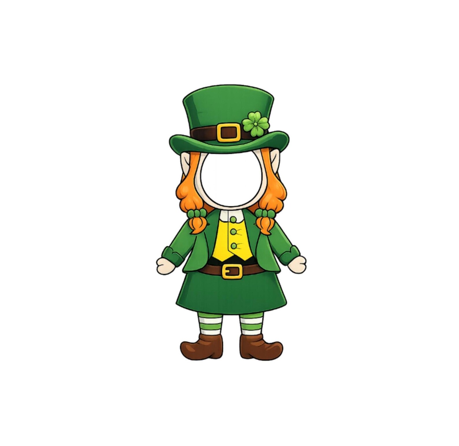 St. Patrick's Day Leprechaun Face Cutout PNG - Kids Costume Clipart ...