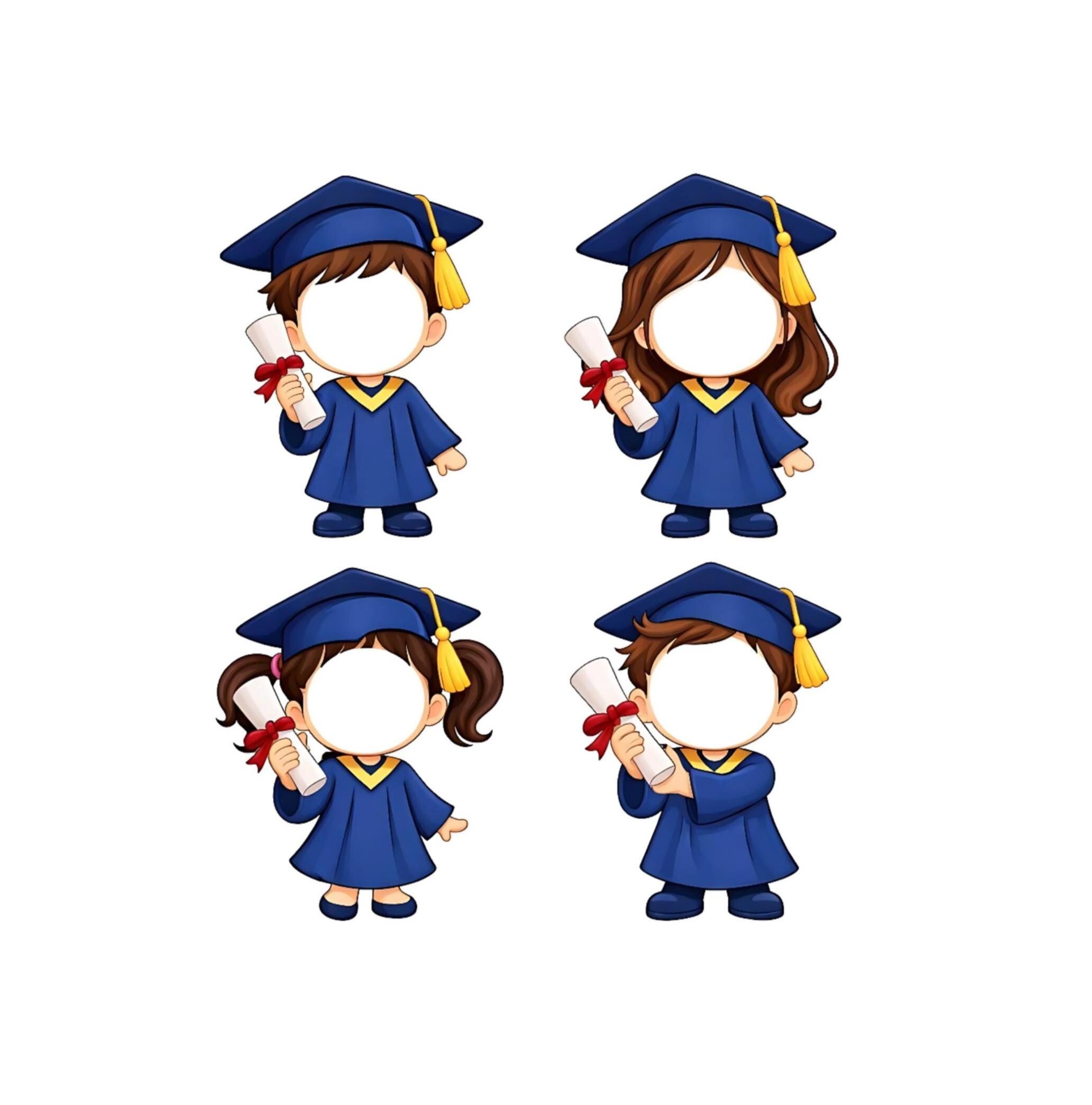 Graduation Kids Clipart Bundle, Photo Placeholder Pngs (digital ...