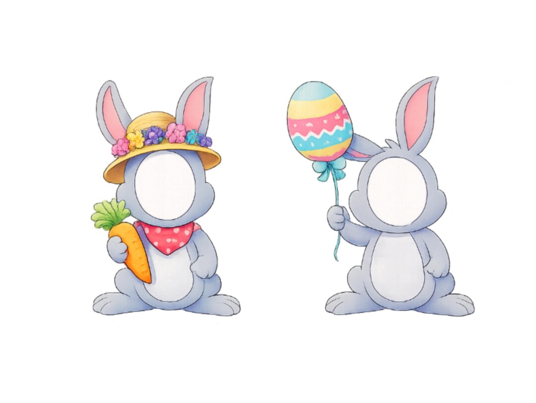 Easter Bunny Face Photo Template – Kids Craft, Boy & Girl (digital ...