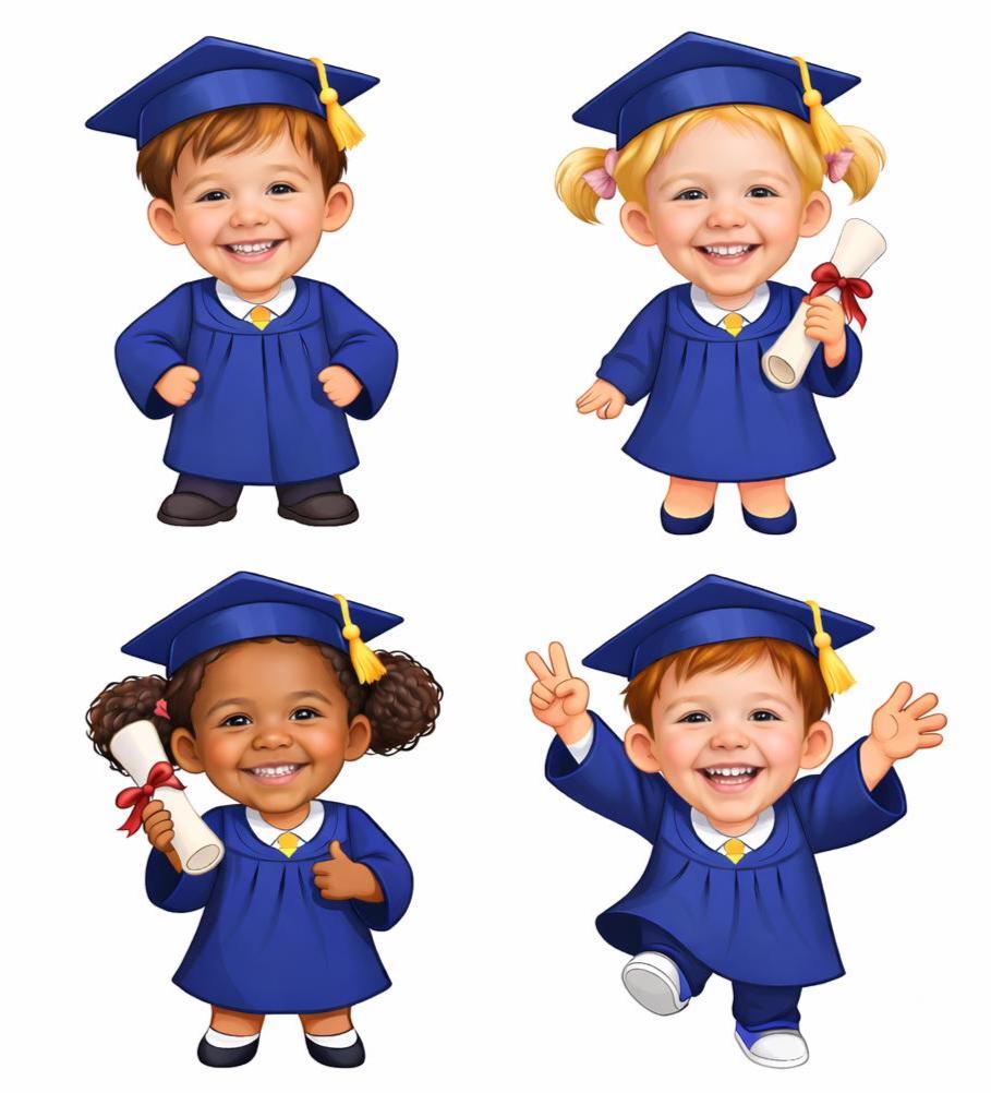 Kids Graduation Clipart Bundle, Add Your Photo, Preschool Kindergarten ...