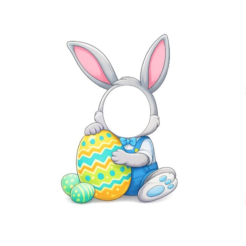 Easter Bunny Photo Template – Boy & Girl PNG, Kids Craft (digital ...