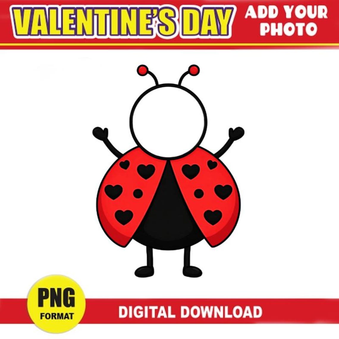 Valentine’s Day Custom Ladybug Design – Personalized Photo Face – Cute ...