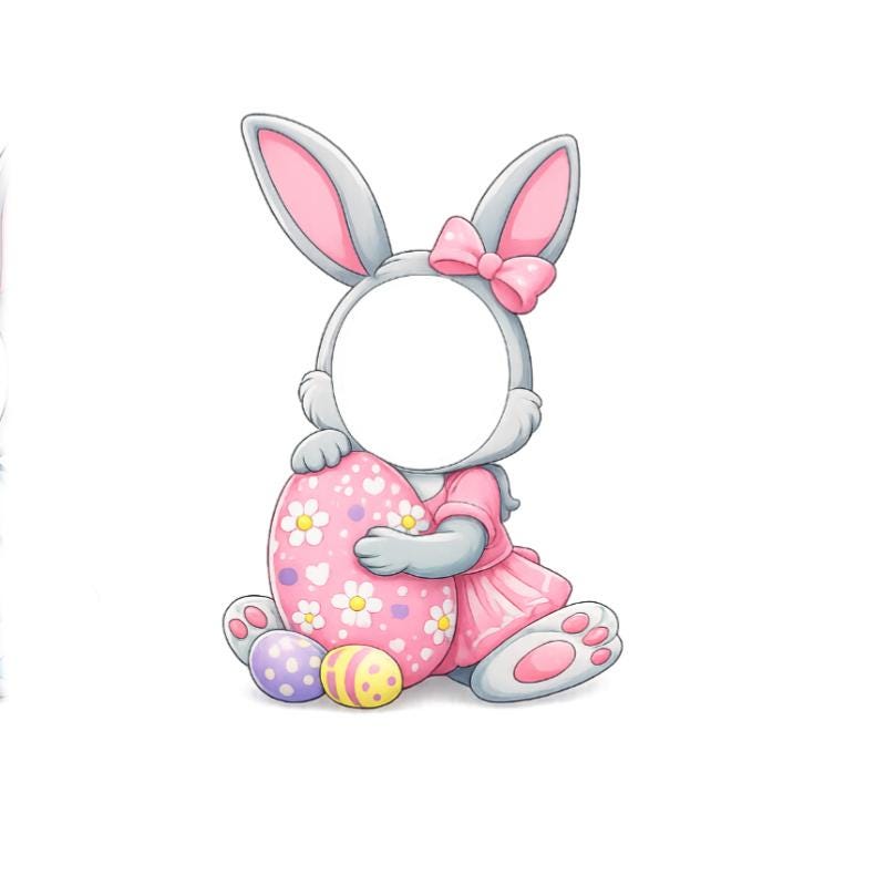 Easter Bunny Photo Template – Boy & Girl PNG, Kids Craft (digital ...