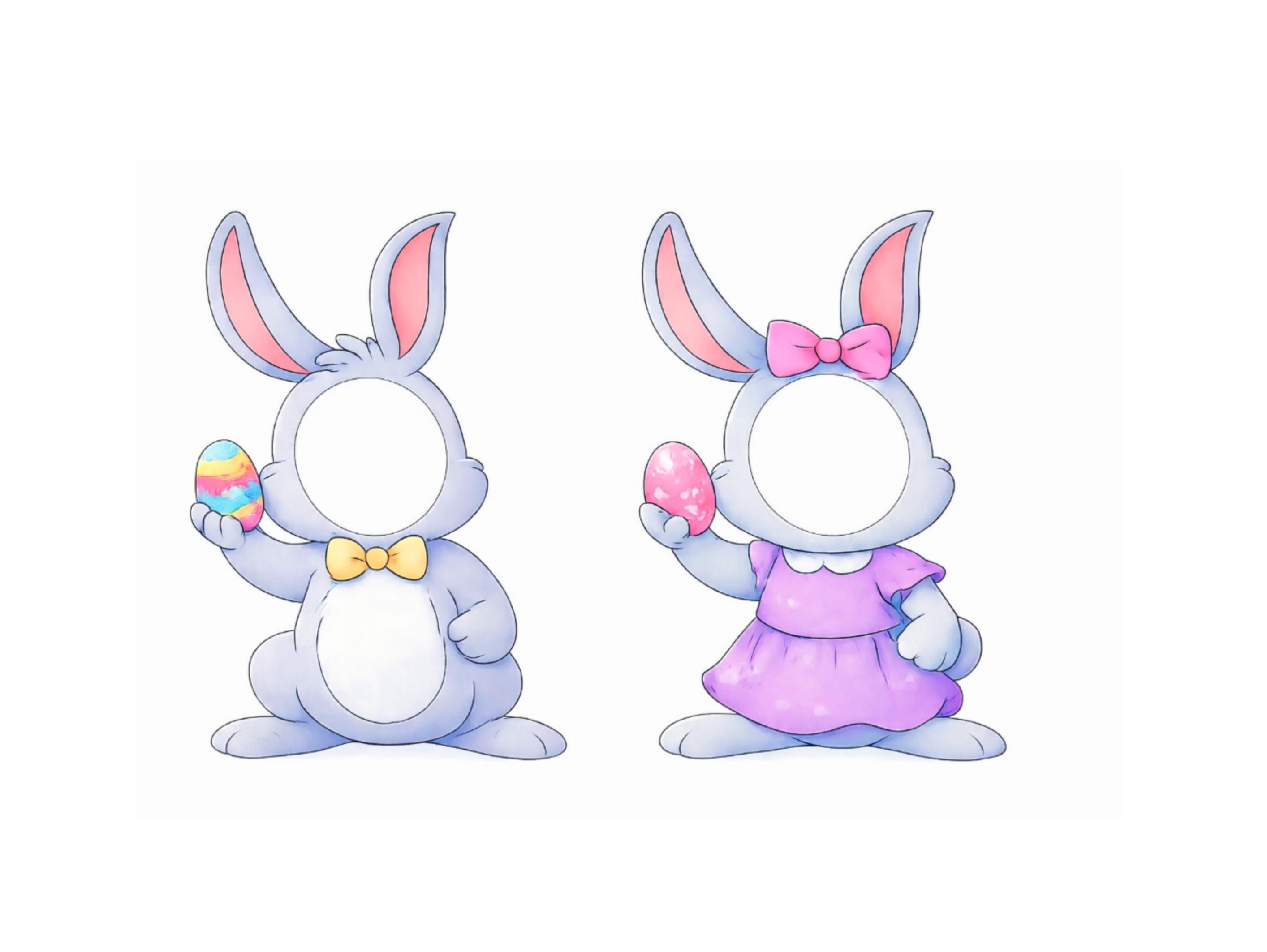 Easter Bunny Face Photo Template (4 Pack) – Kids' Craft, PNG Digital ...