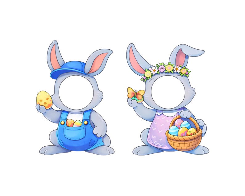 Easter Bunny Photo Frame – Boy & Girl PNG (digital Download) - Etsy