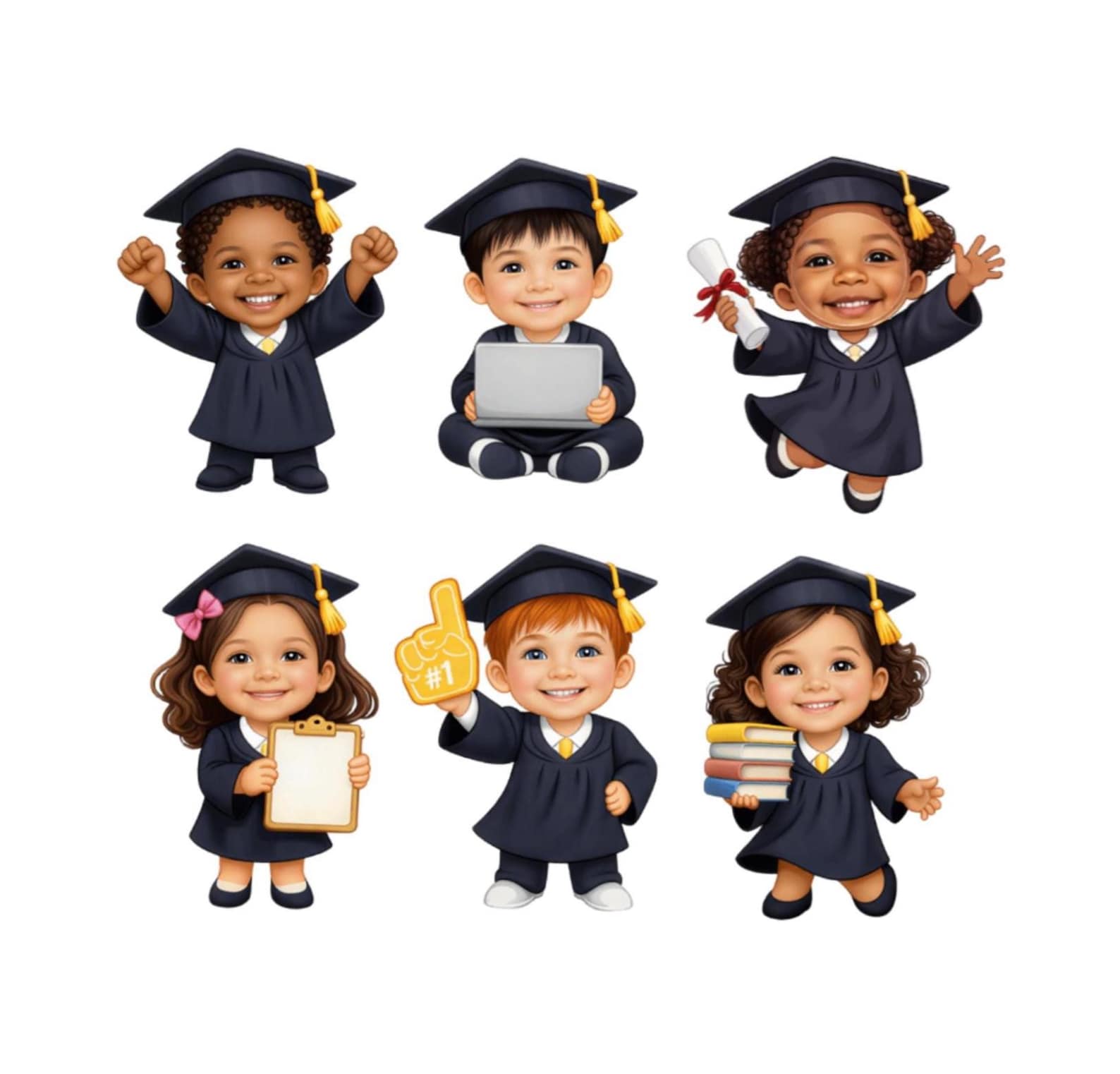 Kids Graduation Add Your Photo Clipart Bundle (6), Preschool ...