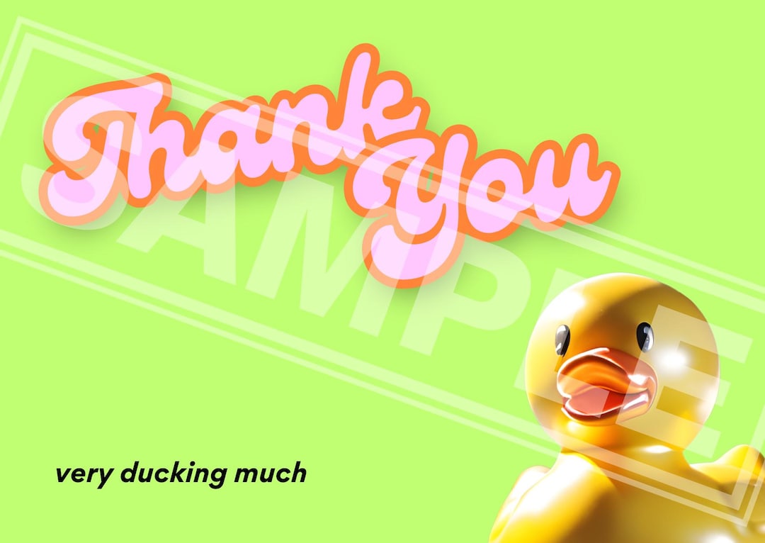 Thank You Duck Themed Greeting Digital Card - Etsy
