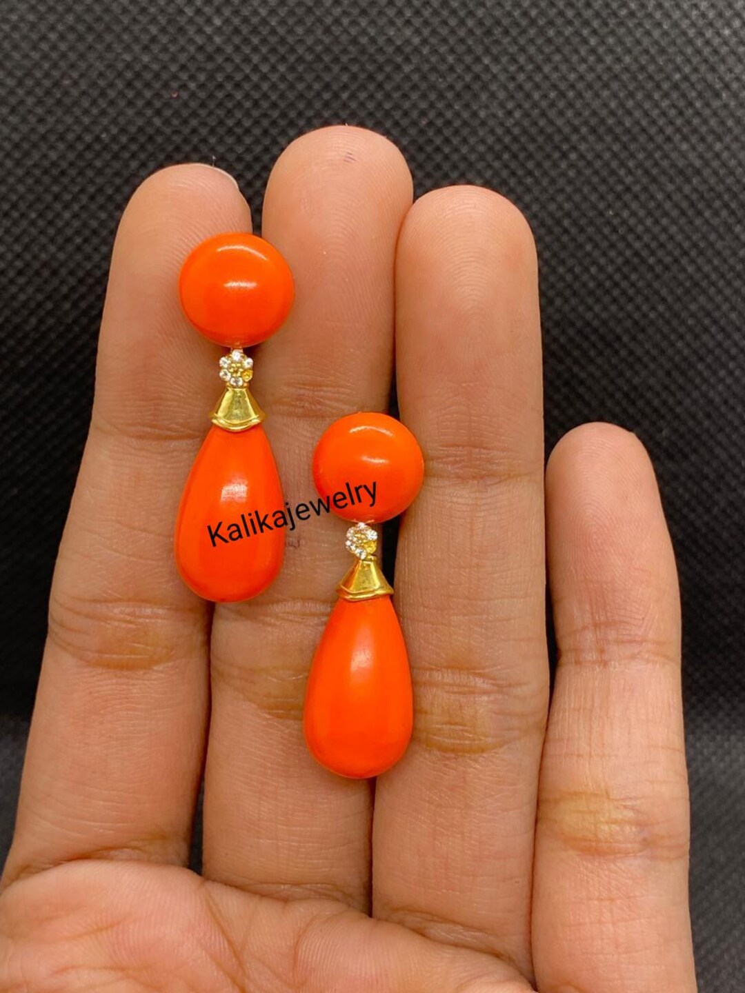Art Deco Victorian Coral Drop Earrings: 14k Yellow Gold Over Handmade Jewelry Sterling Silver - Etsy