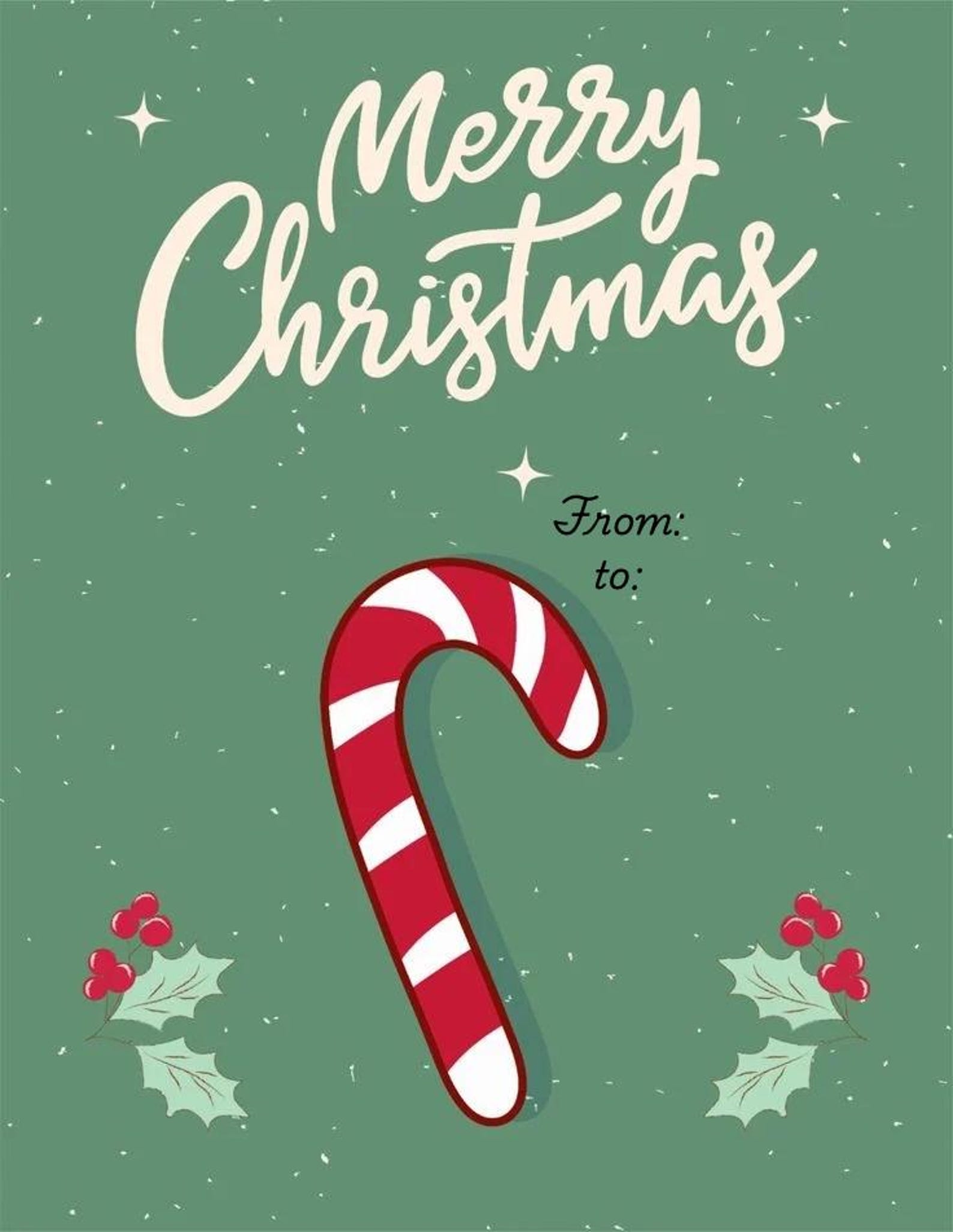 Merry Christmas Candy Cane Tags | Printable Edible Gift Tags | From/to ...