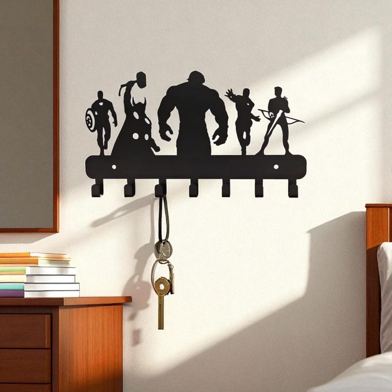 Superhero Key Holder, Metal Wall Mounted Organizer With Hooks ...
