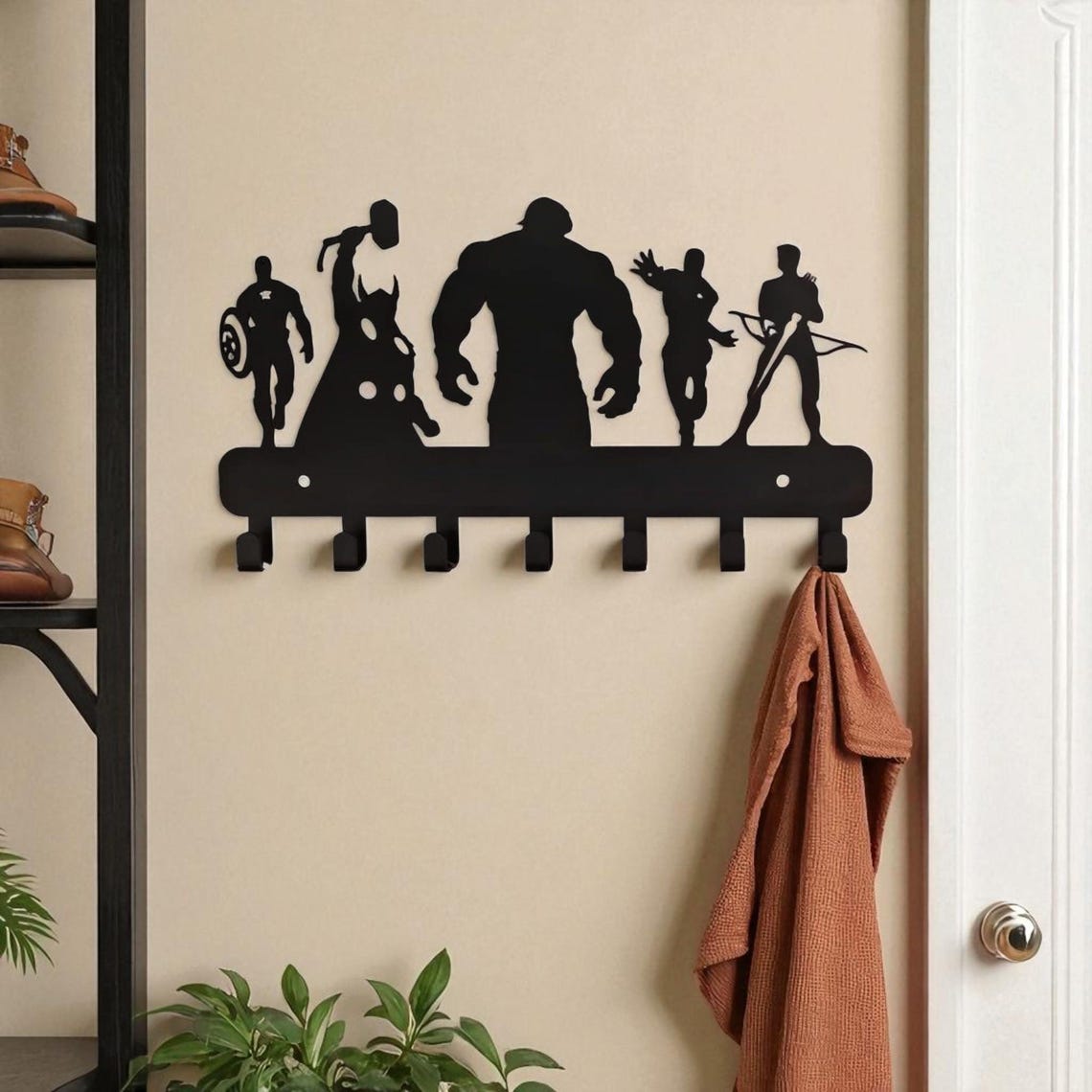Superhero Key Holder, Metal Wall Mounted Organizer With Hooks ...