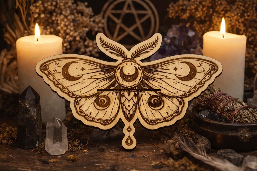 Mystical Wooden Moth-shaped Tarot Card Holder | Card Stand for Witch's ...