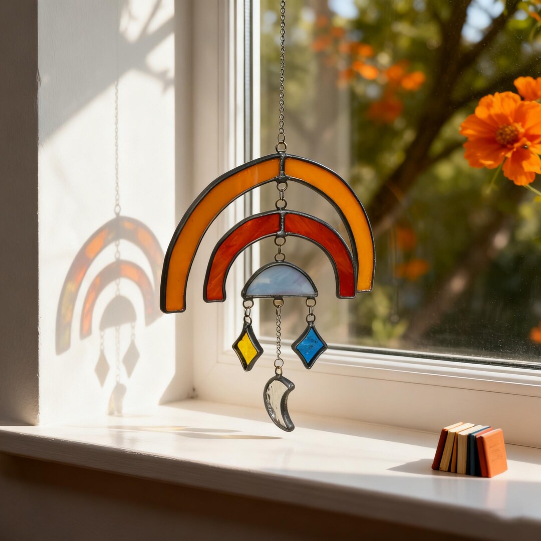Personalized Rainbow Bridge Stained Glass Sun Catcher｜handcrafted ...