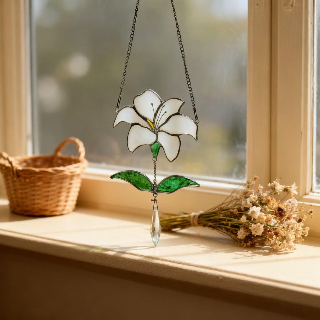 Custom Painted Glass Sun Catcher | Hand Glass Window Decor | Botanical ...