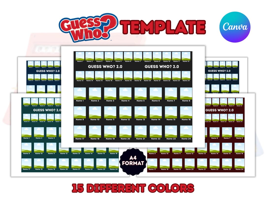 Guess Who 2.0 Template Canva Editable, Custom Guess Who Game Printable ...