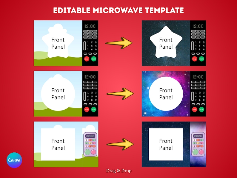 Editable Microwave Template Canva | Play Kitchen Microwave Decal ...