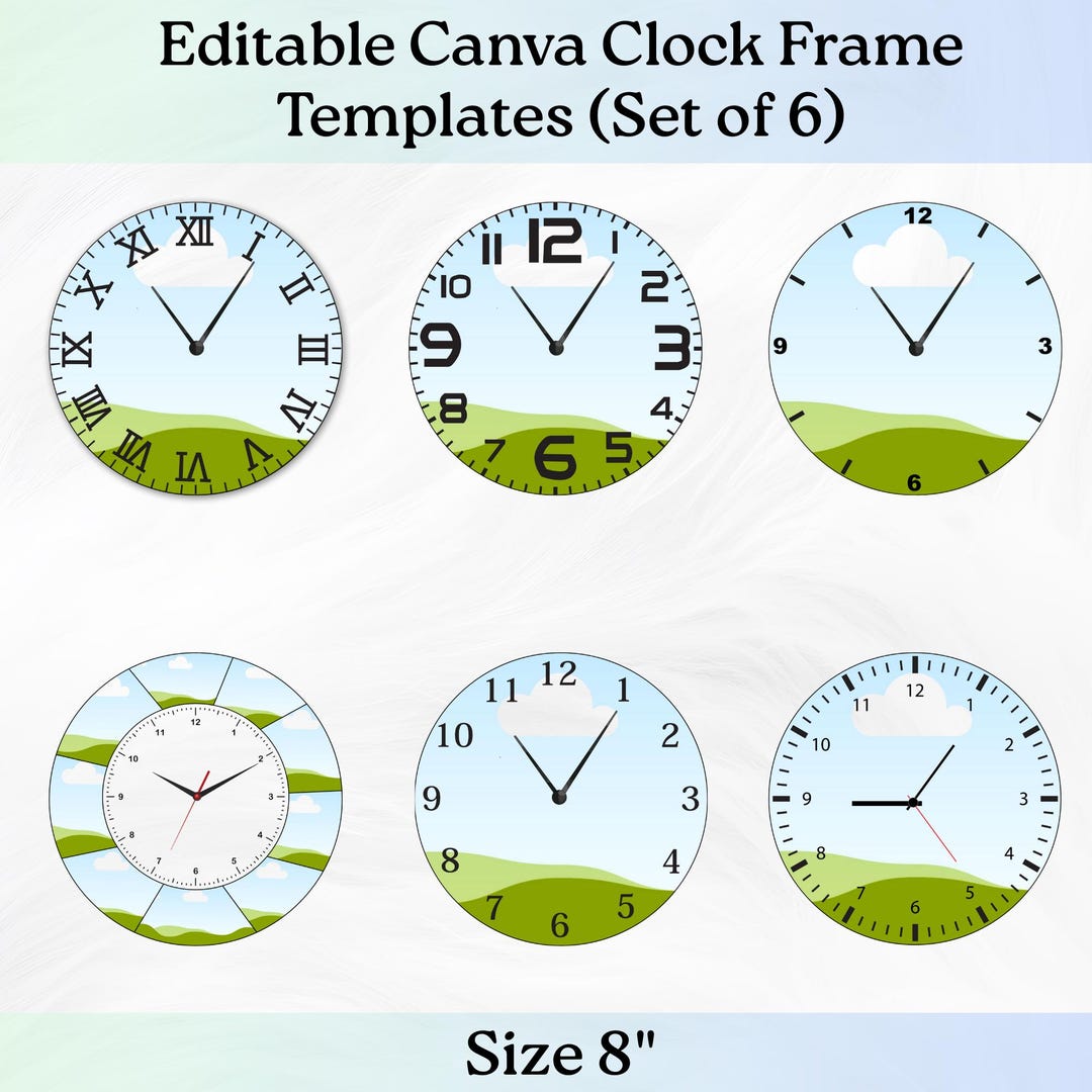 Editable Canva Clock Frame Templates Set of 6 | DIY Wall Clock Frames ...