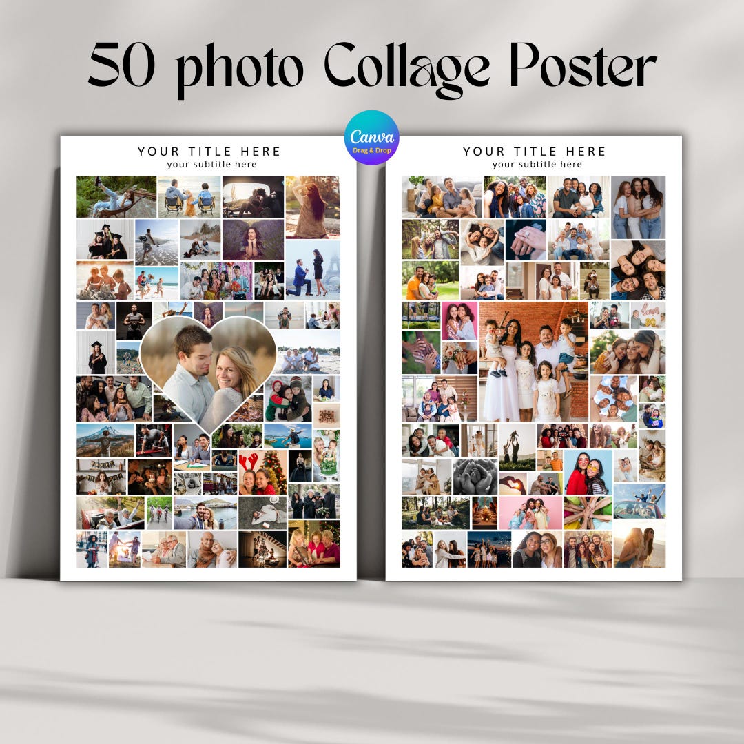 50 Photo Collage Poster Template | Editable Canva | Family Memory ...