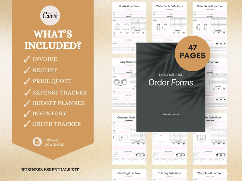Order Form Template Bundle | Editable Canva Order Forms for Small ...