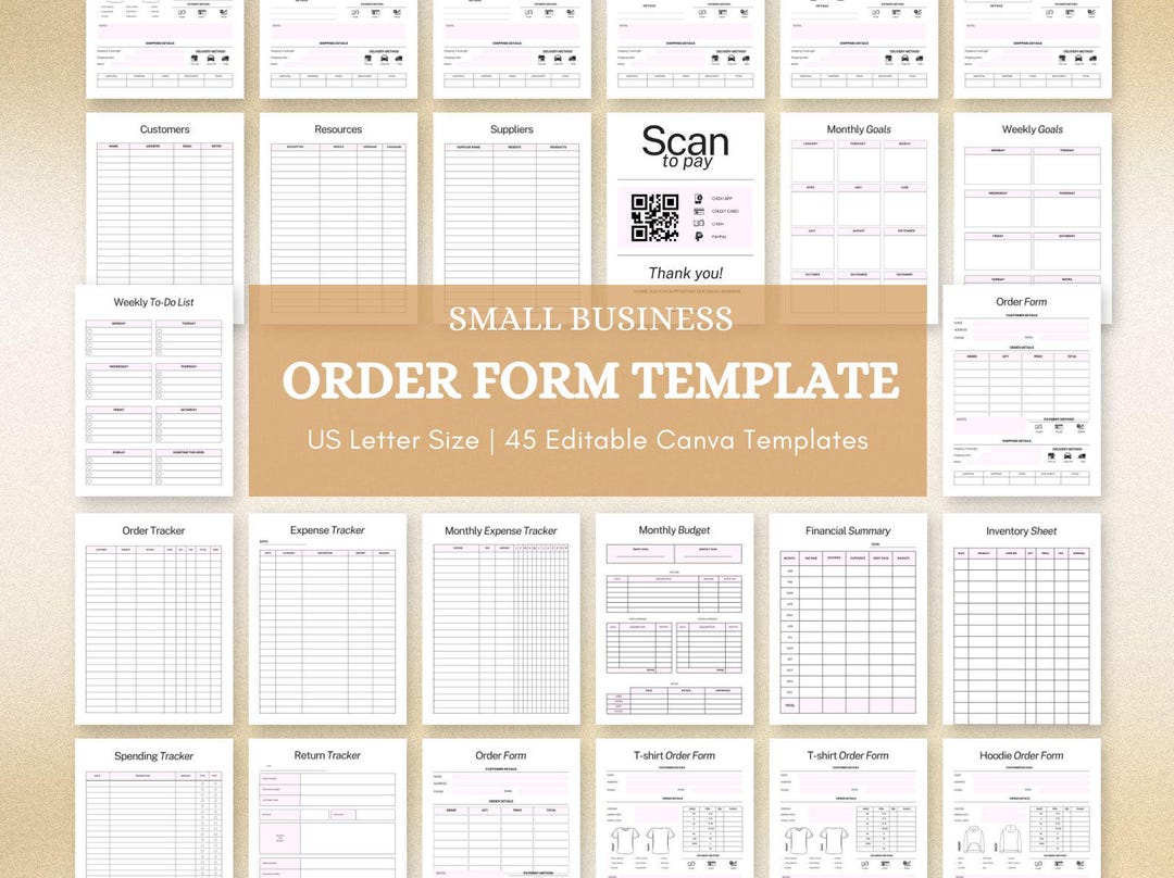 Order Form Template Bundle | Editable Canva Order Forms for Small ...