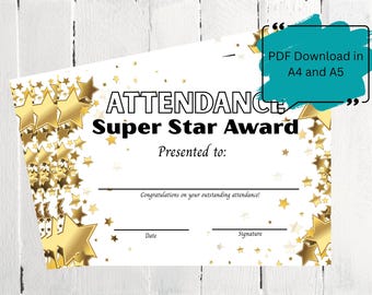 Printable Attendance Certificate | Printable PDF | Instant Download ...