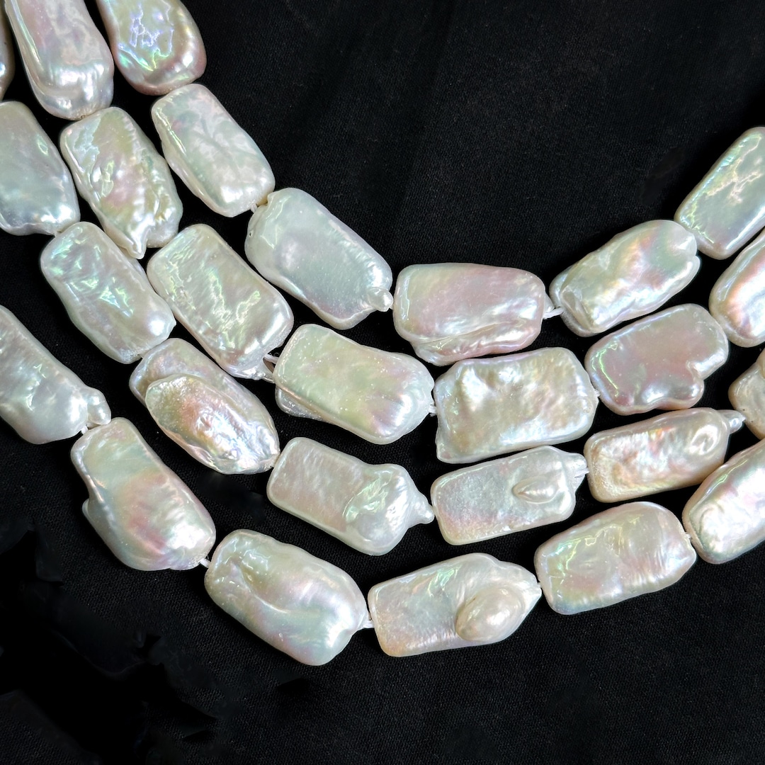 White Rectangle Pearls Natural Freshwater Pearls 17x9-21x10mm Square ...