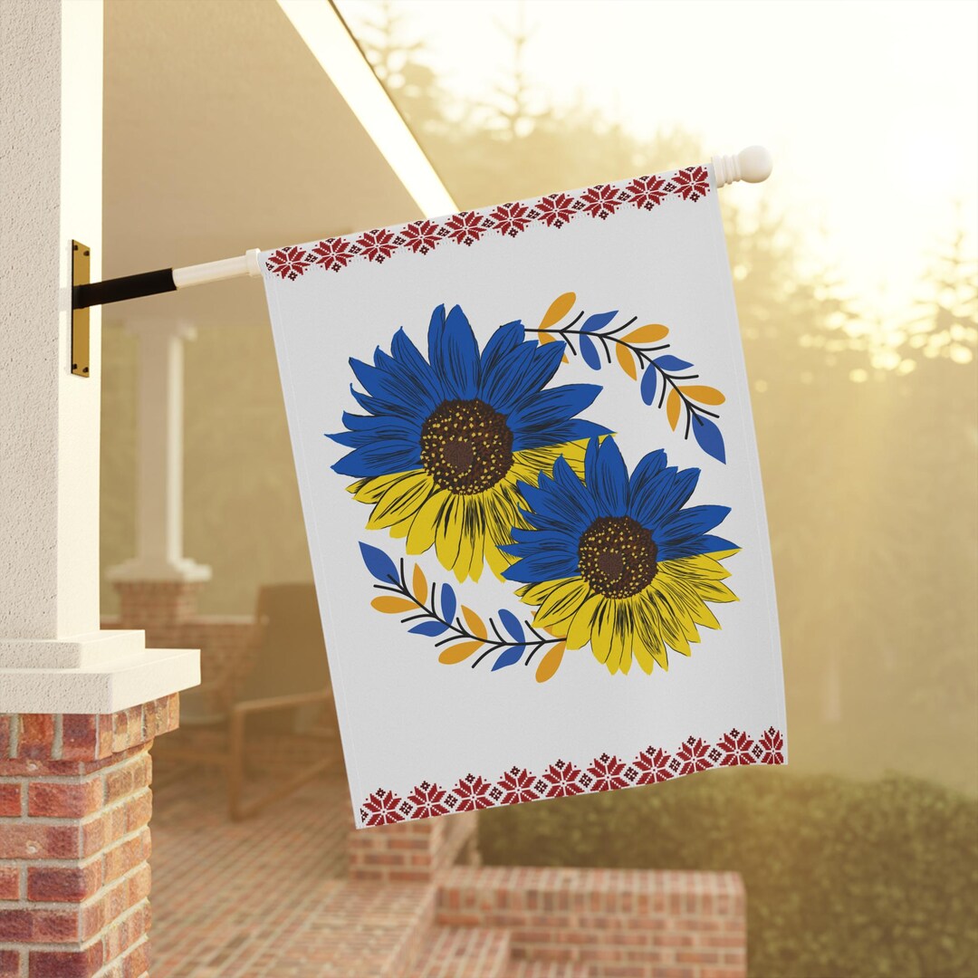 Vibrant Garden Banner With Blue and Yellow Sunflowers, Support Ukraine ...