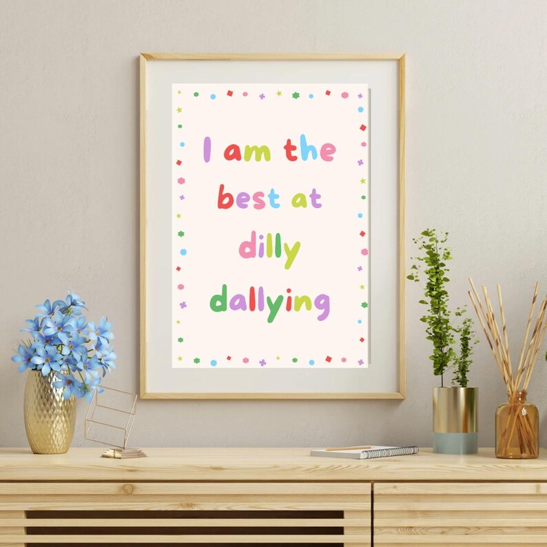 Funny Dilly Dallying Print | Colorful Playful Typography Nursery Art ...