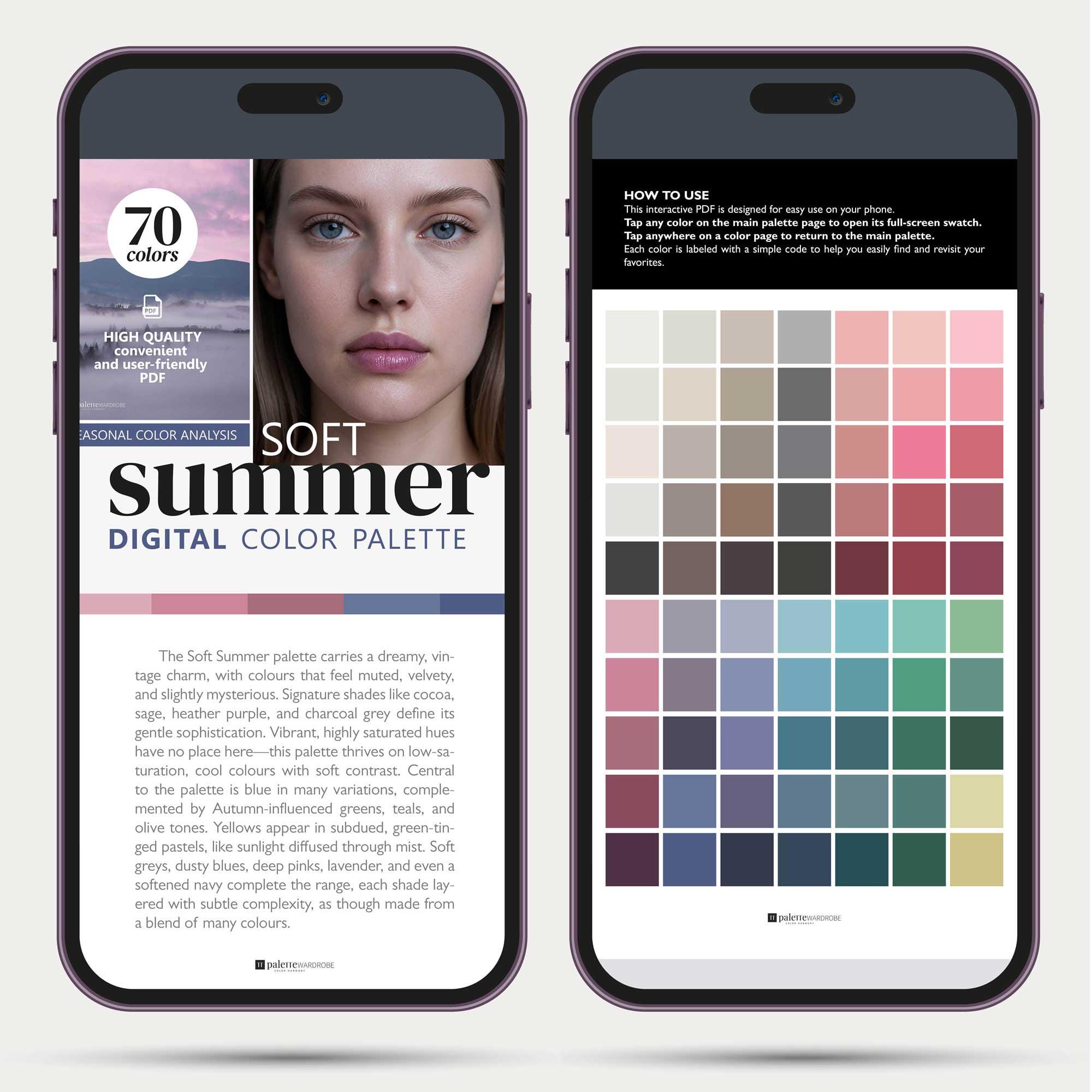 Soft Summer Color Palette – Digital Swatches for Phone • 70 Colors ...