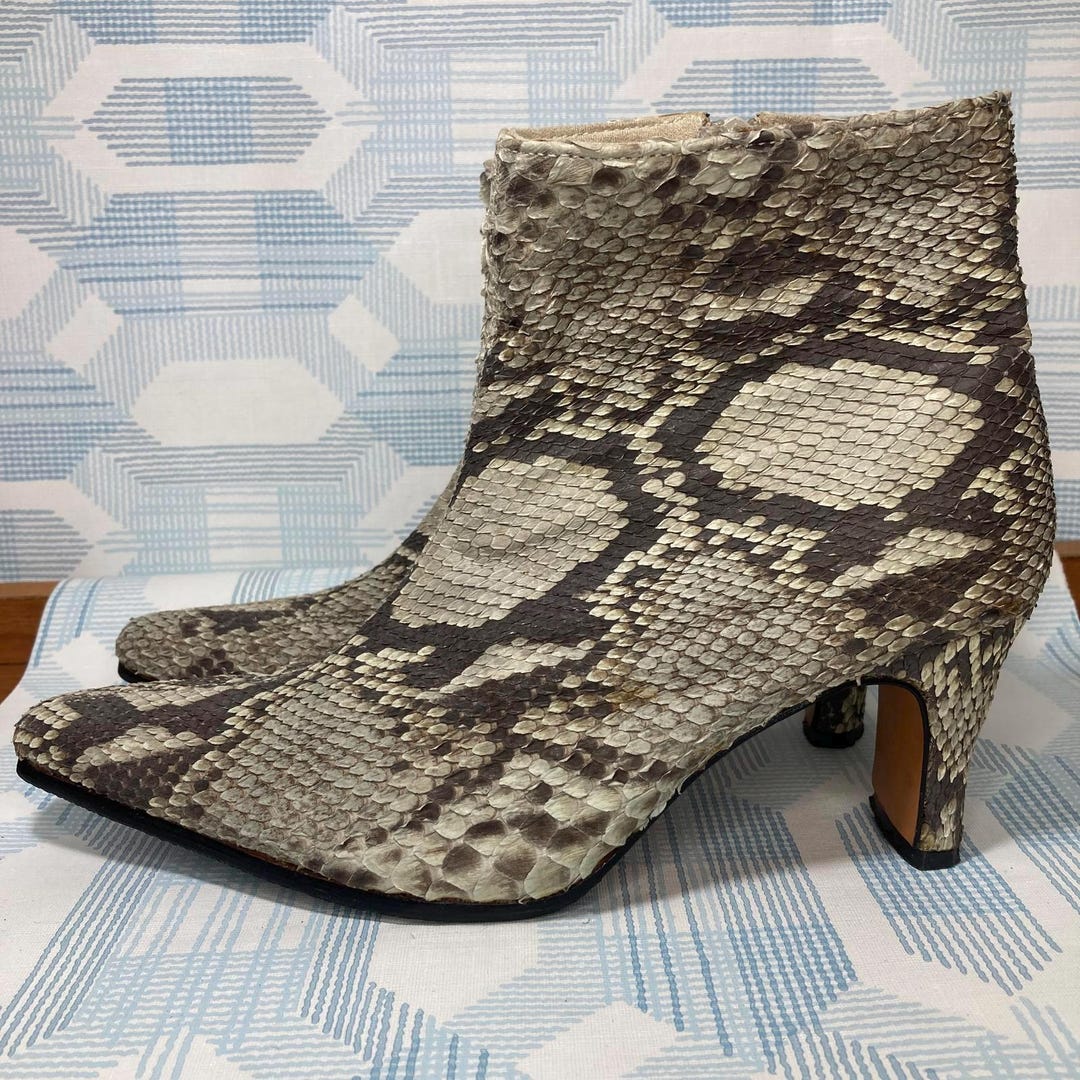 Y2K Custom Made Authentic Snakeskin Ankle Boots Size 7 - Etsy