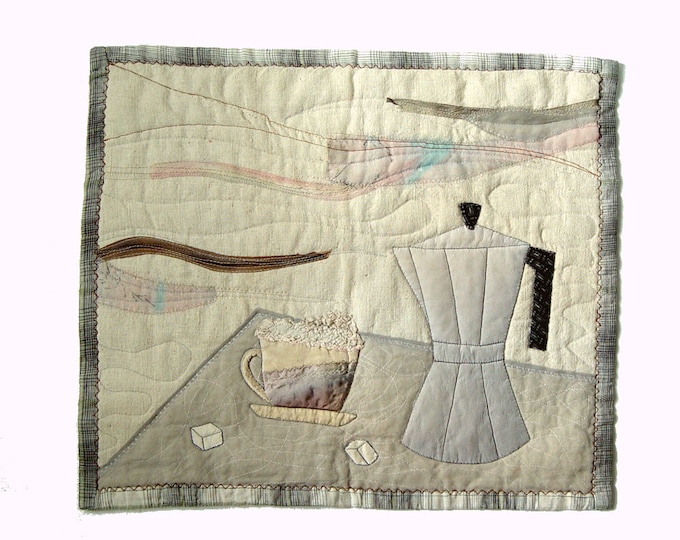 Coffee Textile Art Modern Art Quilt Contemporary Fiber Art - Etsy