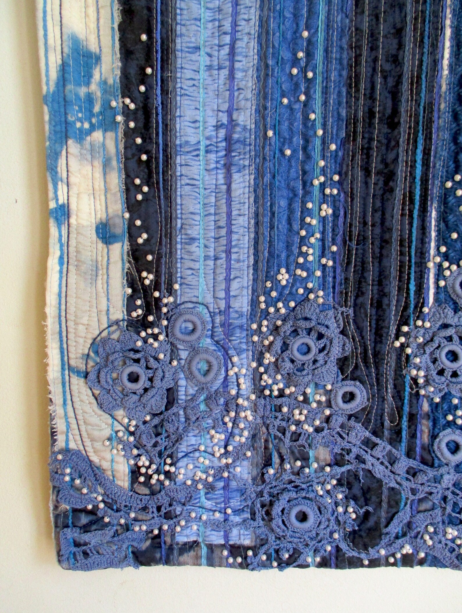 Blue Waterfall Textile Art, Wall Hanging, 13.5 X 37 In - Etsy