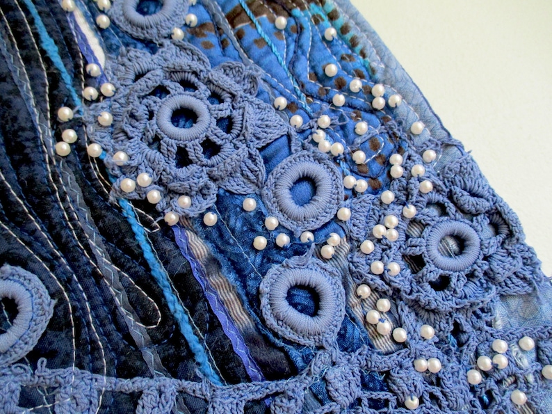 Blue Waterfall Textile Art, Wall Hanging, 13.5 X 37 In - Etsy