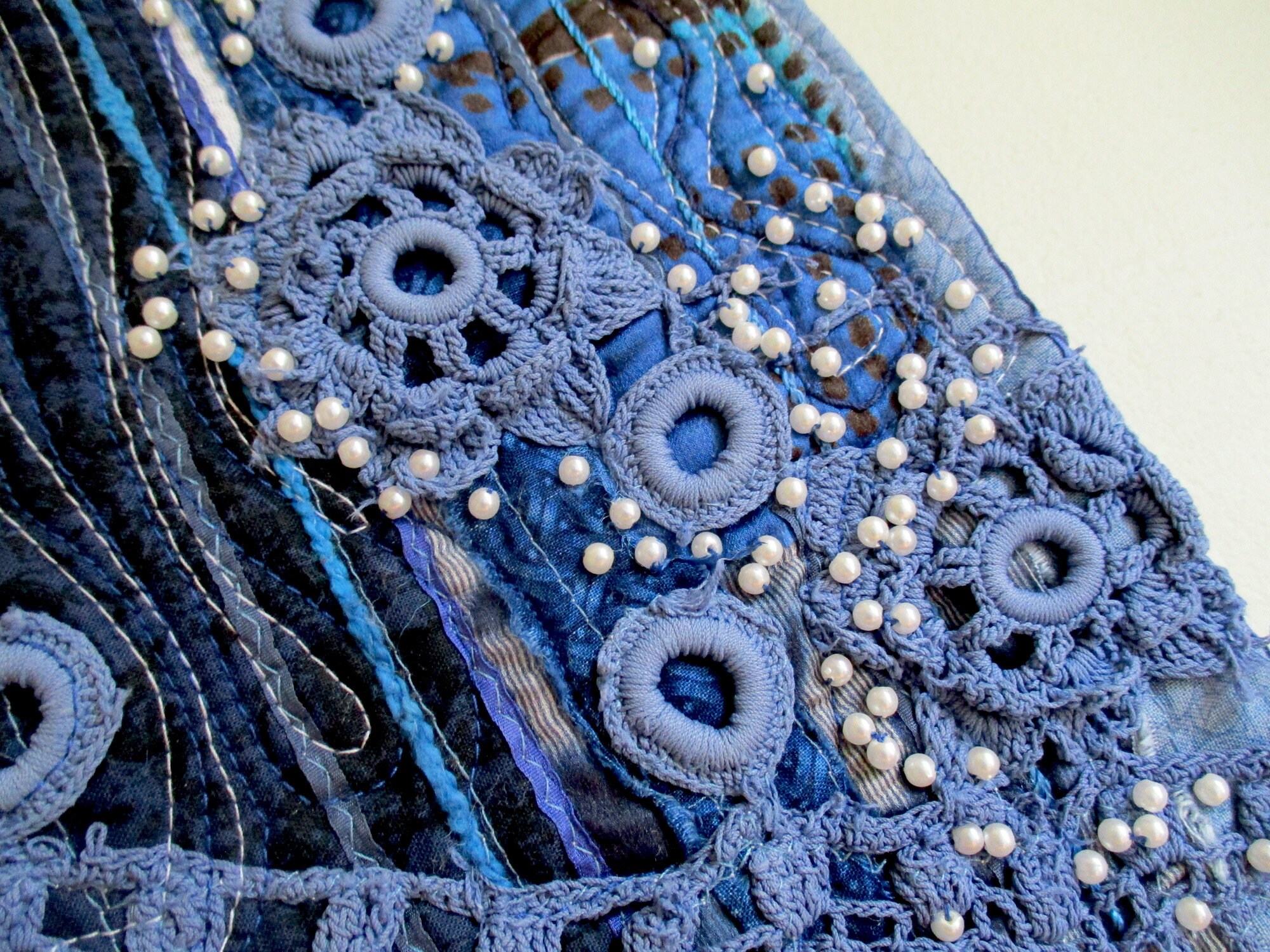 Blue Waterfall Textile Art, Wall Hanging, 13.5 X 37 In - Etsy