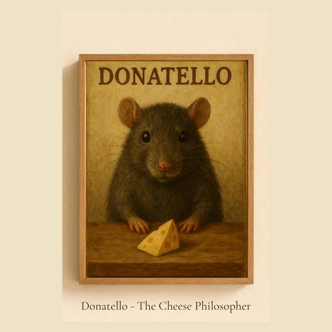 Vintage Storybook Rat Portrait: Donatello the Cheese Philosopher Art ...