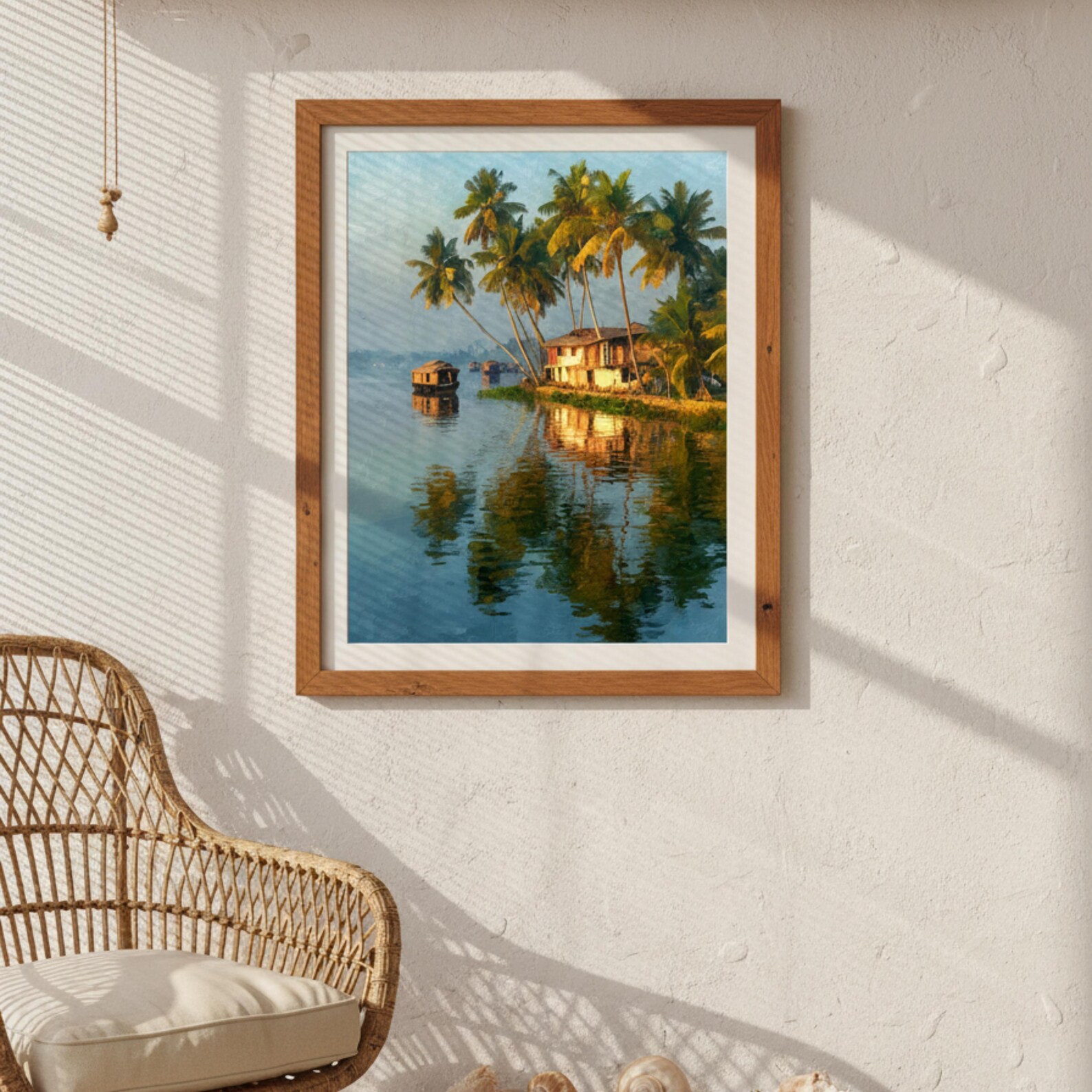 Wall Art, Oil Painting Print, Kerala Backwaters, Indian Landscape ...