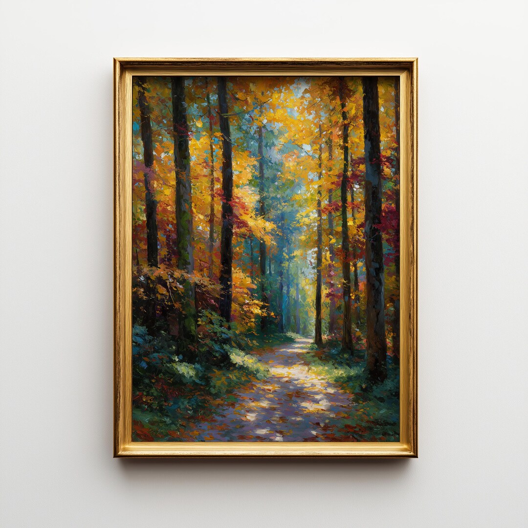 AUTUMN PATH Art Print – Unframed Oil Painting Print – Golden Forest ...
