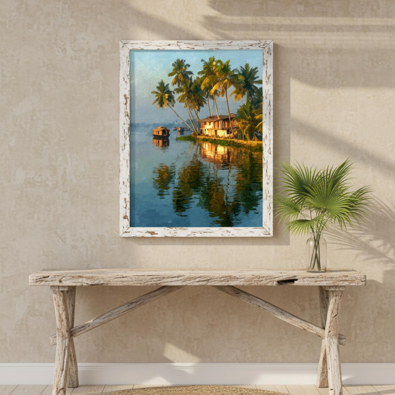Wall Art, Oil Painting Print, Kerala Backwaters, Indian Landscape ...