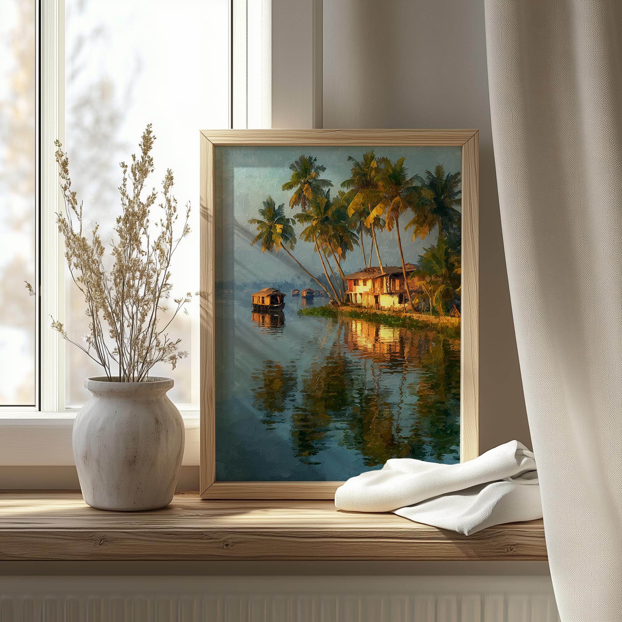 Wall Art, Oil Painting Print, Kerala Backwaters, Indian Landscape ...