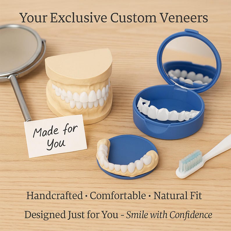 Custom Teeth Whitening Veneers, Upper and Lower, Instantly Covers Gaps ...