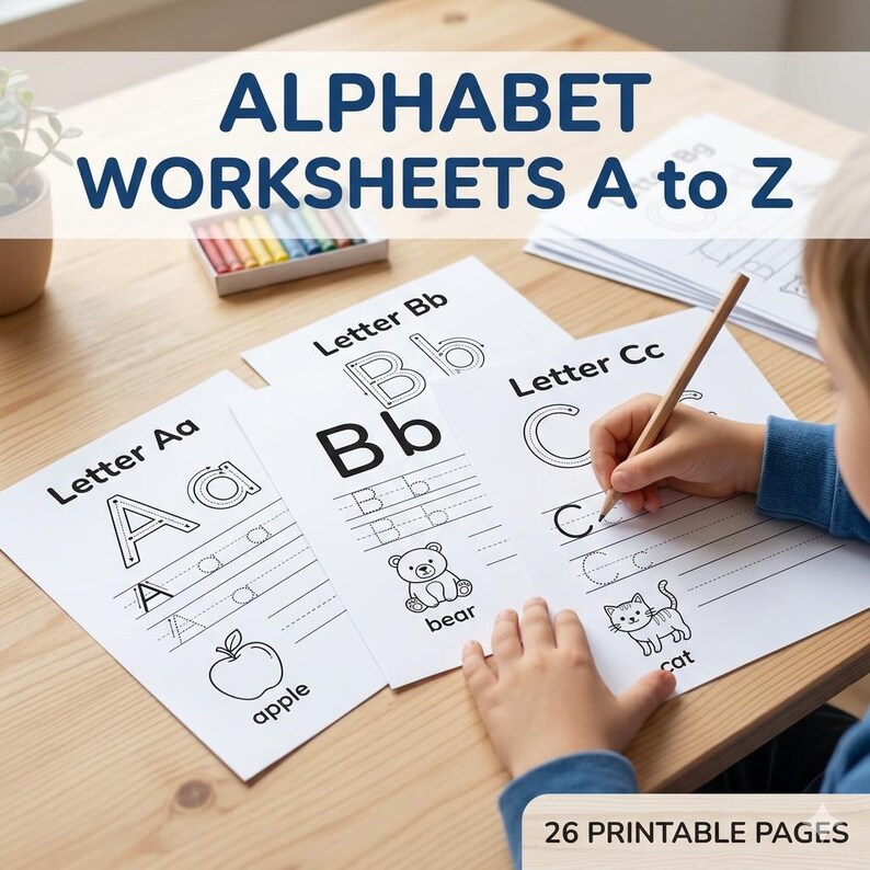 Alphabet Printable Worksheets A to Z | Letter Tracing for Kids ...