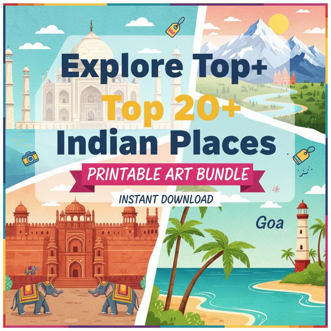 20+ Iconic Indian Landmarks Wall Art | Delhi, Jaipur, Varanasi, Kerala ...