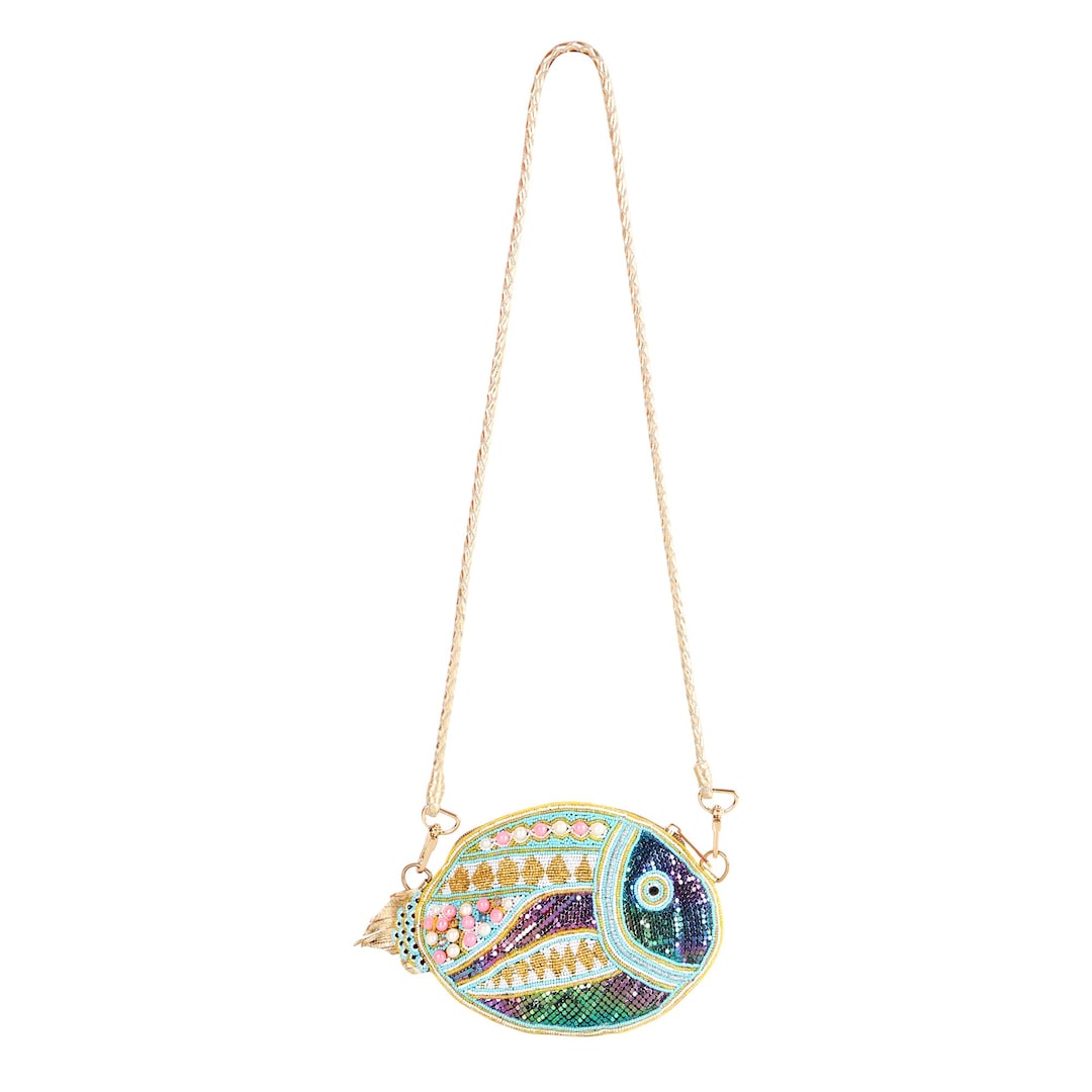 Hand Beaded Leather Fish Bag: Embroidered Boho Crossbody Clutch - Etsy