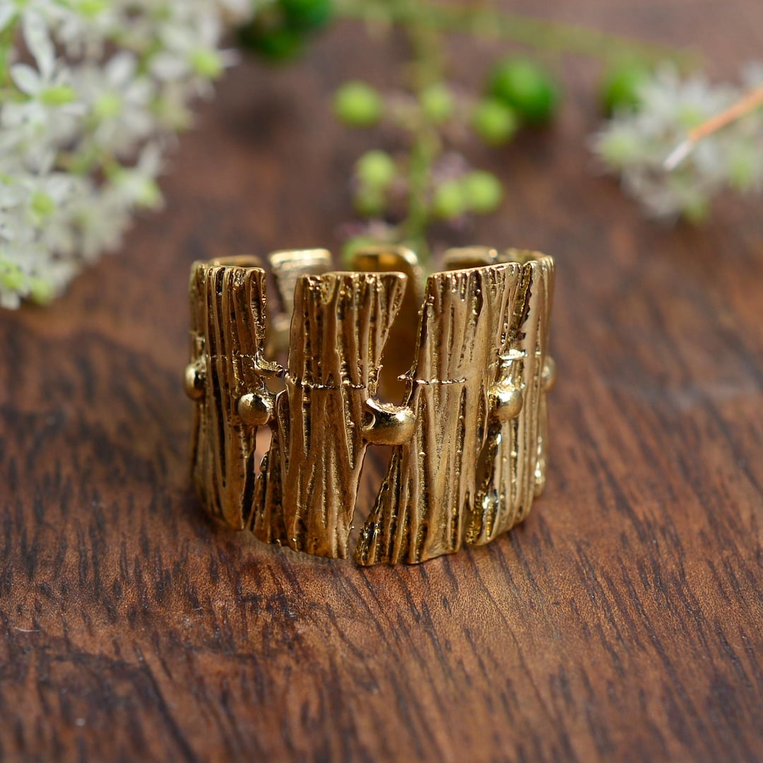 Modern Sculptural Brass Ring | Wide Chunky Organic Band | Art Jewelry ...