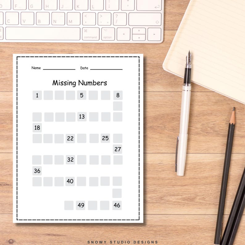 Missing Numbers 1–50 Worksheet Printable for Kids | Preschool and ...